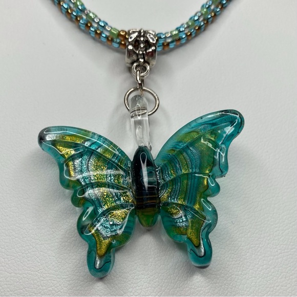 Hand Crafted | Jewelry | Lampworked Glass Butterfly Pendant On Glass ...